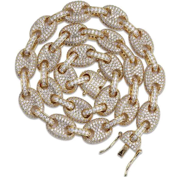 12mm Iced G-Link Chain in Yellow Gold online kaufen