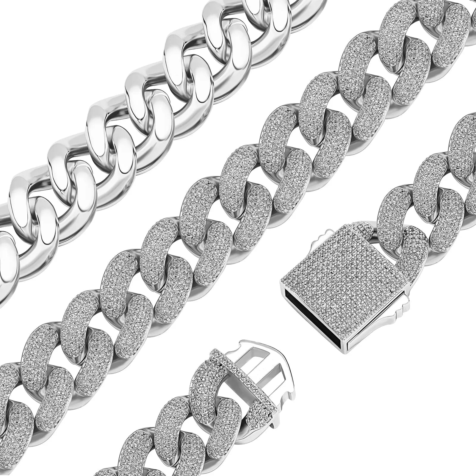 20mm Iced Cuban Link Chain in White Gold kaufen